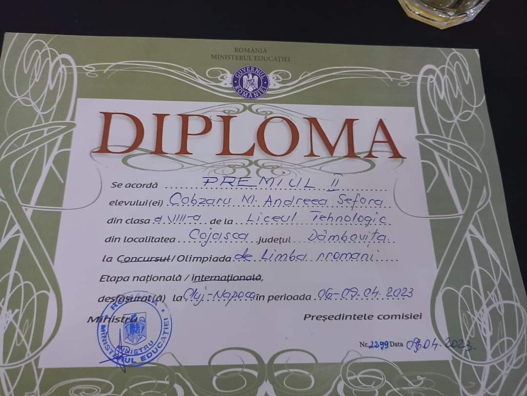 Trei eleve de la Liceul Tehnologic Cojasca au obținut premii importante ...