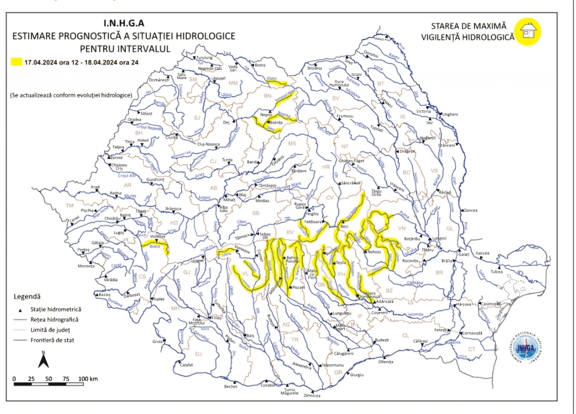 Atenționare hidrologică! Cod galben de inundații și viituri în județul ...